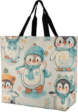 Generic Dessin De Nombreux B&eacute;b&eacute;s Pingouins Mignons Sac Courses L&eacute;ger Sacs De Courses D&eacute;contract&eacute; Sac Fourre-Tout Pour Shopping Universit&eacute; Voyage