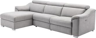 Vente-Unique Canap&eacute; dangle Relax &eacute;lectrique en Tissu Gris Clair PEDRERA - Angle Gauche