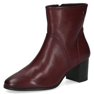 Caprice Caprice Damen Stiefeletten aus Leder mit Blockabsatz, Rot (Bordeaux Nappa), 40.5 EU