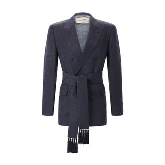 Valentino G&uuml;rtel-Blazer aus reiner Schurwolle - - Jackets - Herren - Blau - 2XL