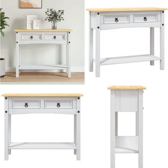 vidaXL Konsolentisch Mexiko-Stil Kiefernholz Wei&szlig; 90x34,5x73 cm - Konsolentisch - Wohnzimmerm&ouml;bel - Sideboard - Kiefernholz - Wei&szlig;es M&ouml;belst&uuml;ck - Home &
