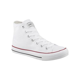 Elara Unisex Kult Sneaker Bequeme Sportschuhe fur Damen und Herren High Top Textil SchuheChunkyrayan Farbe :-White(wei&szlig;), Gr:-47 EU