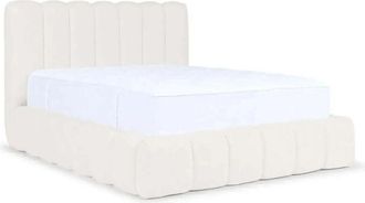 Casanova GARANCE - Lit coffre tissu chenille 140x200cm - Blanc