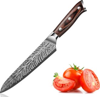 Plys Kochmesser Scharf Küchenmesser Profi: 12.7cm Küchen Messer Japanisches Holzgriff Gemüse Carbon Edelstahl, Männer Geschenke