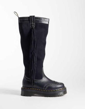Dr. Martens Rodeo - Bottes &agrave; enfiler en daim avec franges - Noir