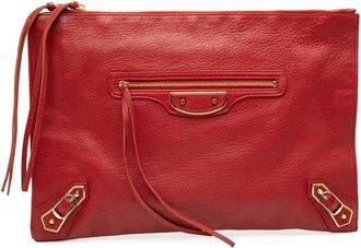 Balenciaga Clutches - Veau Motocross Classic Metallic Edge Clutch - Gr. unisize - in Rot - f&uuml;r Damen