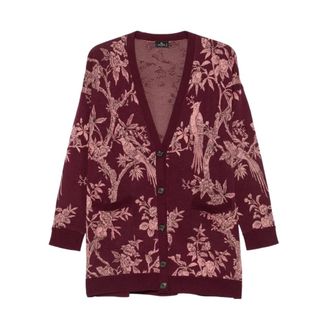 Etro Woll-Jacquard-Strickjacke - - Knitwear - Damen - Rot - XS