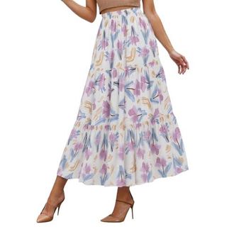 Generic Jupe Longue a Pois Sequin Fleurie Élastiquée Dorée Vinyle Culot Tres Sequins Doré Pull Taffetas Poche Stretch Top Japonaise Cocktail Electrique Paille