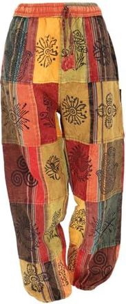 Guru Shop Patchwork Stonewash Pantalon de yoga unisexe en coton Goa pour homme, Orange, 46