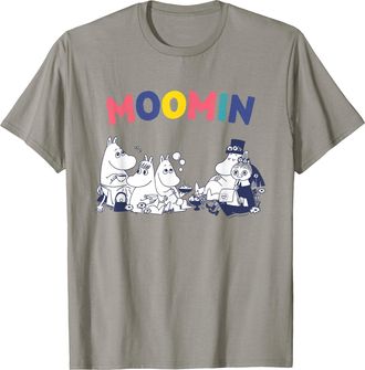 Moomin Mumin-Familie Regenbogen Text T-Shirt
