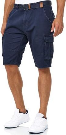 Indicode Hommes Monroe Cargo Shorts | Pantalon Court Cargo avec Ceinture Navy 3XL