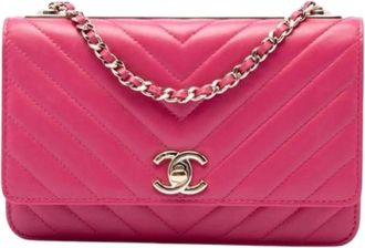 Chanel Sac bandouli&egrave;re matelass&eacute; Chevron vintage doccasion - Femme - Pre-owned - Rose - Taille: ONE Size