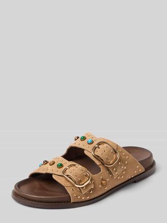 Inuovo Slipper aus echtem Leder mit Ziersteinbesatz