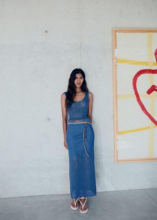 Mango Crop-Stricktop blau - Damen - S - MANGO