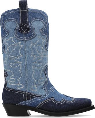 Ganni Femme, Chaussures, Bleu, Taille: 38 EU Bottines &agrave; Talon en Denim