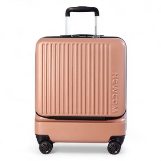 Infinity Leather Robuster EasyJet Ryanair Handgep&auml;ck-Reisekoffer, 39 x 26 x 51,5 cm, Rosa, vorne offen