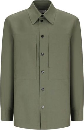 Jil Sander Homme, Chemises, Vert, Taille: M Chemise en Coton Style Classique