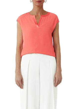 Comma Viskose-Shirt mit Satinblende im Fabricmix