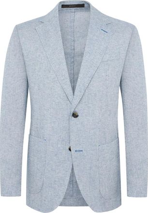 Windsor Einreiher-Sakko aus einem Leinen-Wolle-Mix mit Kleinmuster in