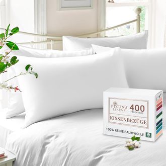 Pizuna luxuri&ouml;ser Baumwolle Kissenbezug 40 x 80 cm - Packung mit 2, 400 Fadenzahl 100% langstapeliger Baumwolle Kissenbezug aus weichem Satin (100% Baumwolle