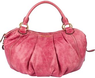 Miu Miu Crossbody Bags - Miu Miu Pink Leather City Handbag - Gr. unisize - in Gold - f&uuml;r Damen