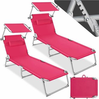 TecTake Lot de 2 transats de jardin en acier pliable R&eacute;sistant aux intemp&eacute;ries et aux uv