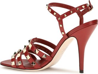 Valentino Garavani Womens Sandals Rockstud Bright Red Kidskin Goatskin