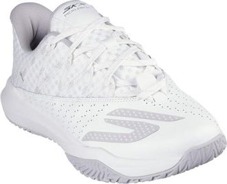 Skechers Chaussures Mains-Libres pour Homme : Baskets Viper Court Rally, Bordure en Maille de Cuir Blanc, 43 EU