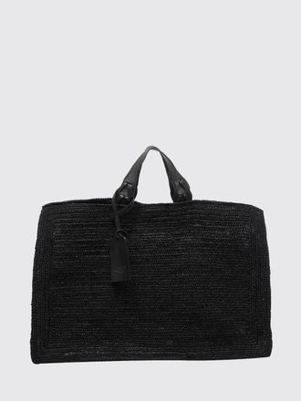 Ibeliv Grand sac cabas crochet Quadra en raphia avec doubles anses en cuir