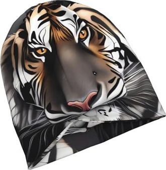 Generic Chapeau Tigre Au Repos Bonnet Tricoté Unisexe Coupe-Vent Bonnet Thermo pour Ski Conduite Cyclisme
