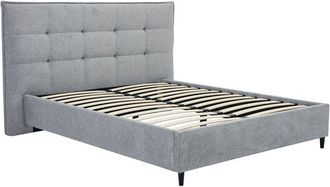Vente-Unique Vente-unique - Lit 180 x 200 cm avec t&ecirc;te de lit capitonn&eacute;e - Tissu - Gris - nirpio