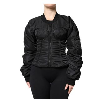 Dolce & Gabbana Schwarze Nylon Bustier Korsett Jacke - - Jackets - Damen - Schwarzk - S
