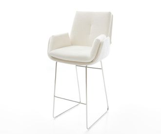 DELIFE Barstuhl Clea-Flex Boucl&eacute; Soft Beige Kufengestell Edelstahl Silberfarben, Barst&uuml;hle