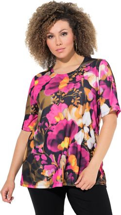 Ulla Popken Damen große Größen Übergrößen Plus Size Slinky Shirt, Rundhals schwarz 50+ 837487100-50+