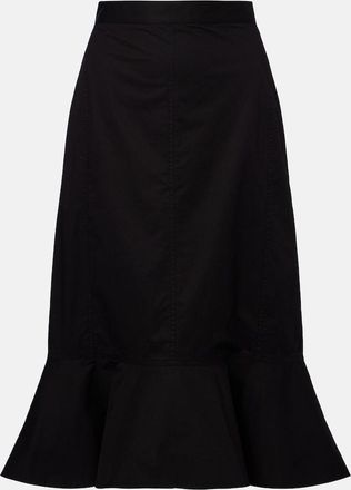 Plan C Jupe midi en coton m&eacute;lang&eacute; &agrave; volants