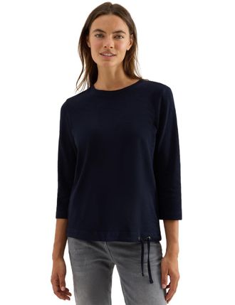 Cecil Damen 3227532 Slub Shirt mit Rundhals, urban Dark Blue, Small