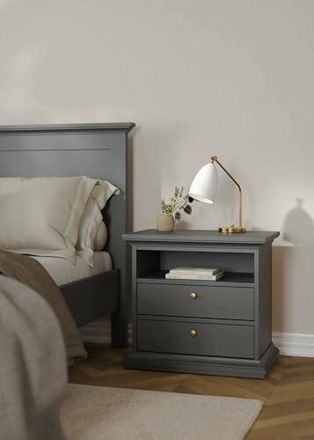 Dmora Nachttisch Marion, Niedrige Kommode, Tisch, Multifunktionaler Nachttisch, 63x40 h59 cm, Grau