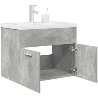 vidaXL vidaXL Waschbeckenunterschrank mit Einbaubecken Wasserhahn Betongrau