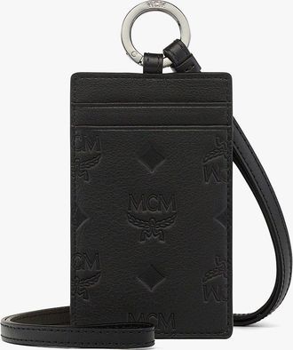 MCM Ausweisetui aus Leder mit Monogramm-Pr&auml;gung und zugeh&ouml;rigem Trageriemen