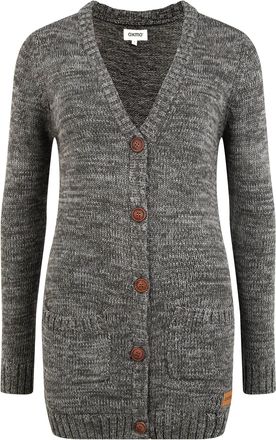 Oxmo OXPhilemona Damen Lange Strickjacke Grobstrick Cardigan Longstrickjacke mit aufgesetzten Taschen Knöpfen 100% Baumwolle Regular fit, Größe:2XL, Farbe: