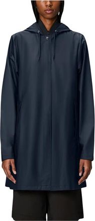 Rains Kapuzen A-Linie Wasserdichte Jacke - - Jackets - Damen - Blau - XS