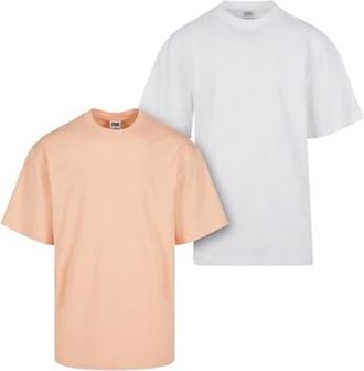 Urban Classics Tb006a-tall Tee 2-Pack T-Shirt, Softapricot + Blanc, M Hommes