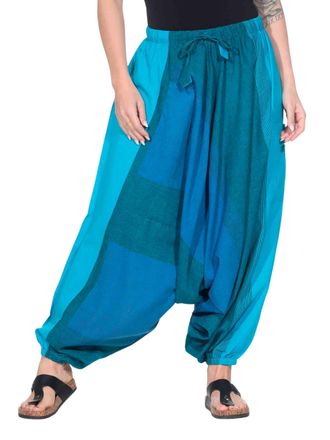 Kunst und Magie Unisex Haremshose OneSize mehrfahrbig, Farbe:Türkis/Blau, Größe:One Size