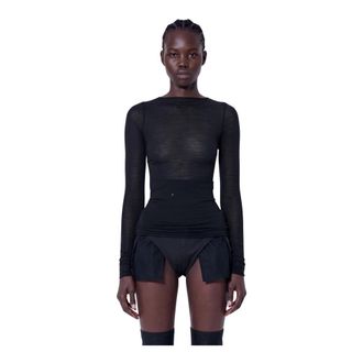 Rick Owens Langarmshirt aus Wolle und Seide - - Tops - Damen - Schwarzk - S