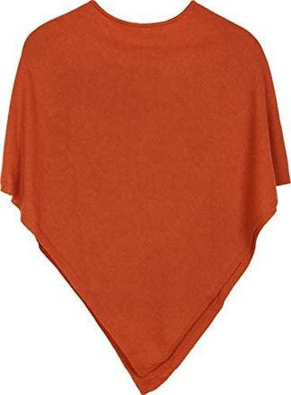 styleBREAKER Poncho Doux en Maille Fine de Couleur Unie, col Rond, Femme 08010042, Couleur:Orange