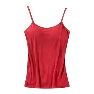 Generic Camisole haut pour femme avec soutien-gorge int&eacute;gr&eacute;, d&eacute;bardeur &agrave; bretelles pour femme, d&eacute;bardeur confortable et extensible, couleur unie, col rond, ca