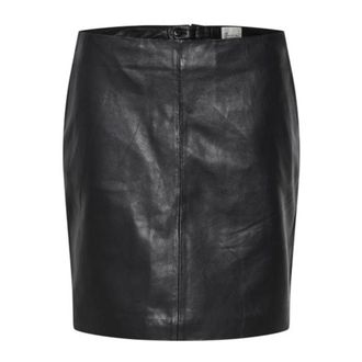 MY ESSENTIAL WARDROBE Klassischer Schwarzer Lederrock - - Skirts - Damen - Schwarzk - S