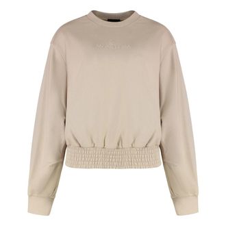 Moncler Pleated Sleeve Cotton Sweatshirt - - Sweatshirts & Hoodies - Damen - Beige - S