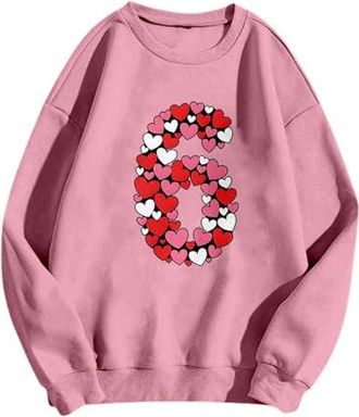 Generic Sweat-shirt unisexe pour couple assorti avec motif damour d&eacute;contract&eacute; &agrave; manches longues et col rond pour femme confortable &agrave; manches longues tuniques 