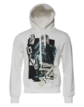 Dolce & Gabbana Mens Graphic Print Cotton Hoodie White Clothing